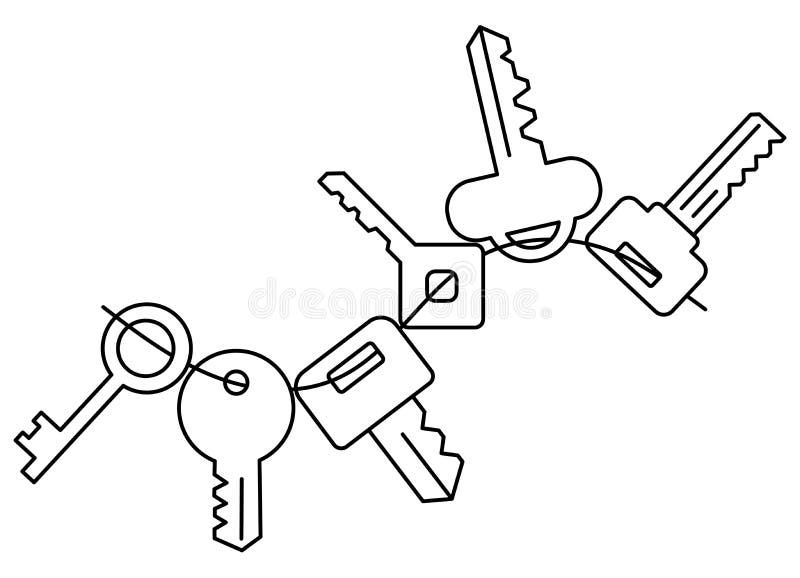Bunch of Keys. Vector Line. Editable Outline Stroke. Stock Vector ...