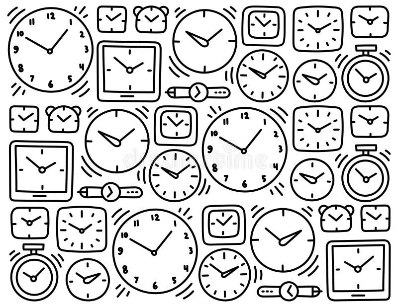 Time and Clock Background. Alarm-clock. Watch Workshop. Vector Line ...