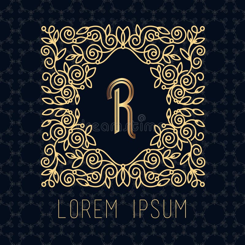 Vector Line Frame Design Elements with Space for Logos Stock Vector ...