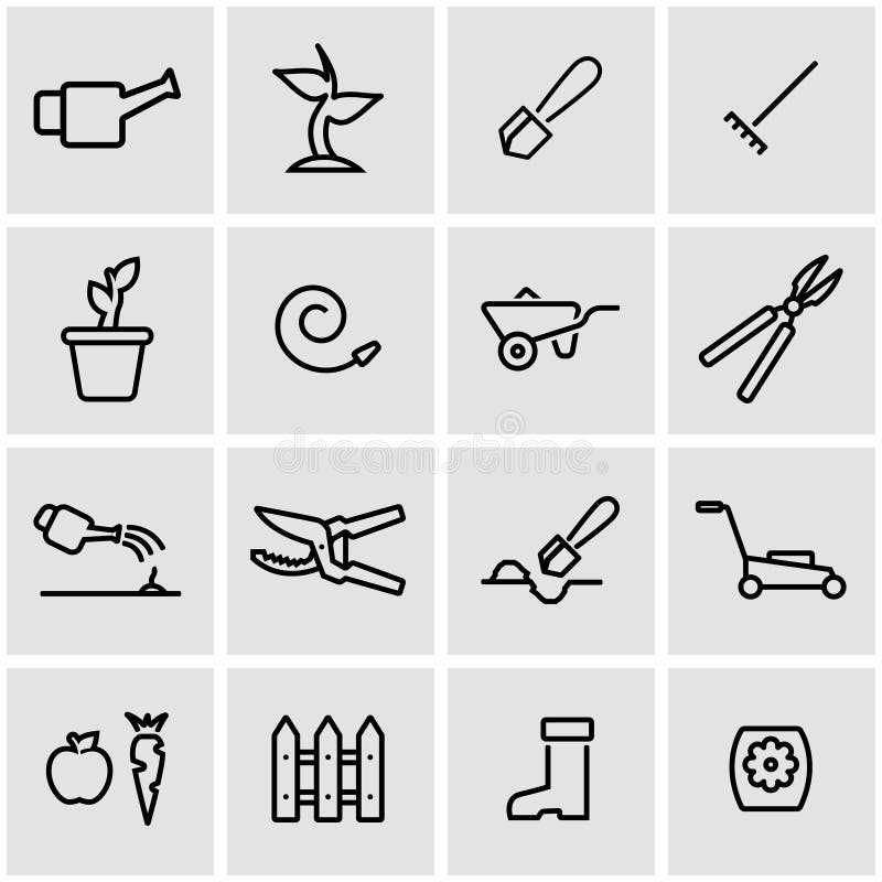 Line Grey Icons Gardening Equipment Stock Illustrations – 22 Line Grey ...