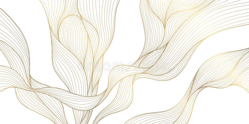 Vector Line Wave Art Pattern, Gold Abstract Luxury Background, Premium ...