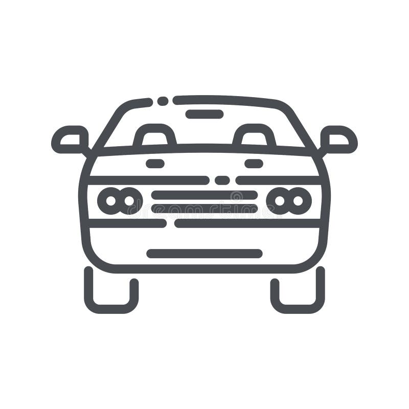 Vector Line Icon of a Car Front View Isolated Stock Vector ...