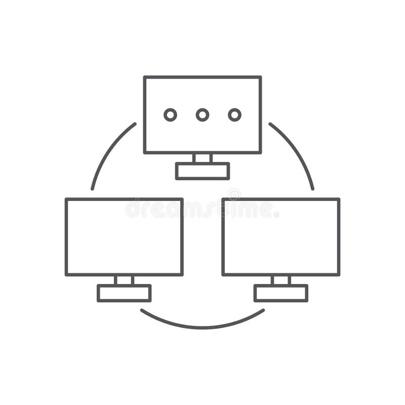 Vector Line Icon of Computer Network Internet, Information Exchange ...