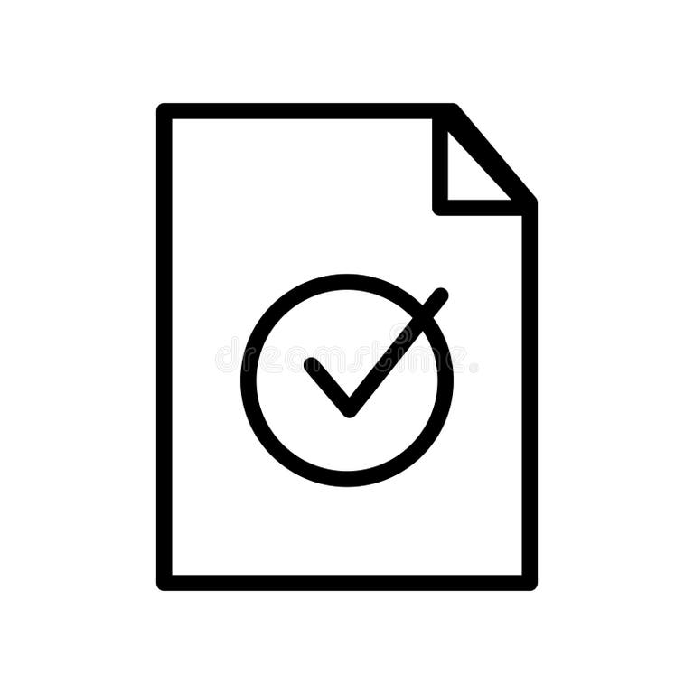 Vector Line Icon Document Serves As a Mark of Verification in the ...