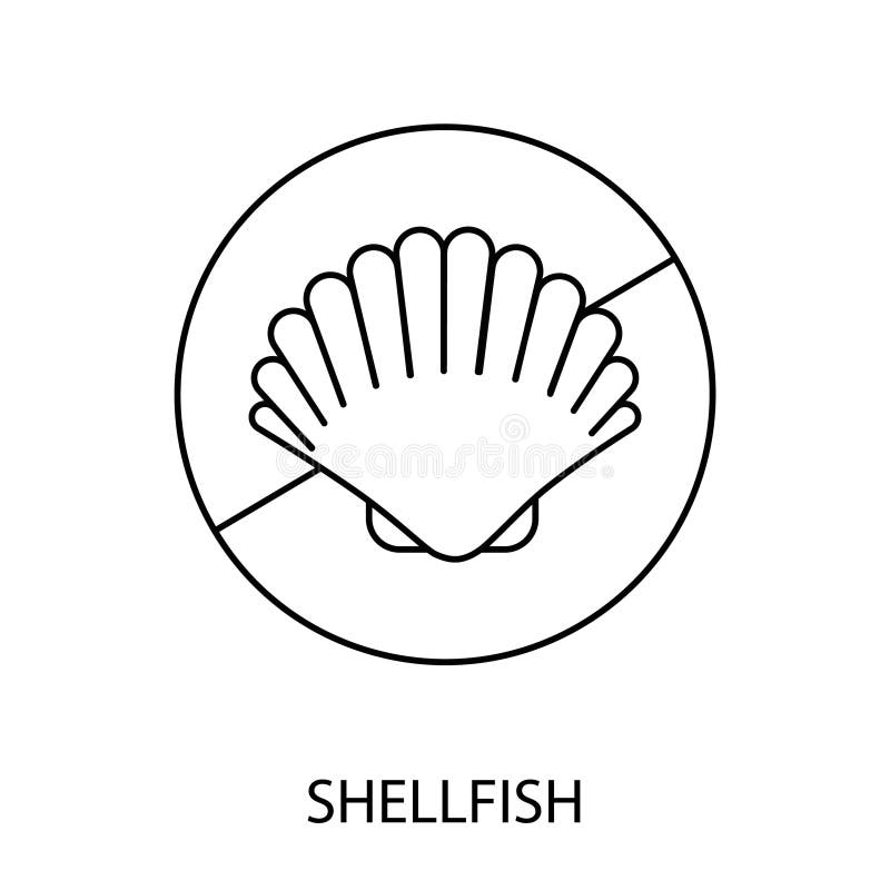 A Vector Line Icon Featuring a Crossed Out Shellfish, Indicating the ...