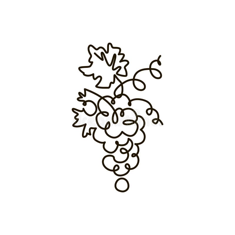 Vector Line Icon. Grape. One Line Drawing Stock Vector - Illustration ...