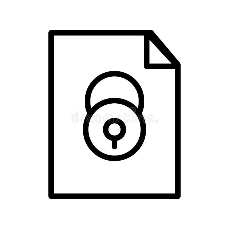 Vector Line Icon Lock Symbol Indicates that the Computer File is Secure ...