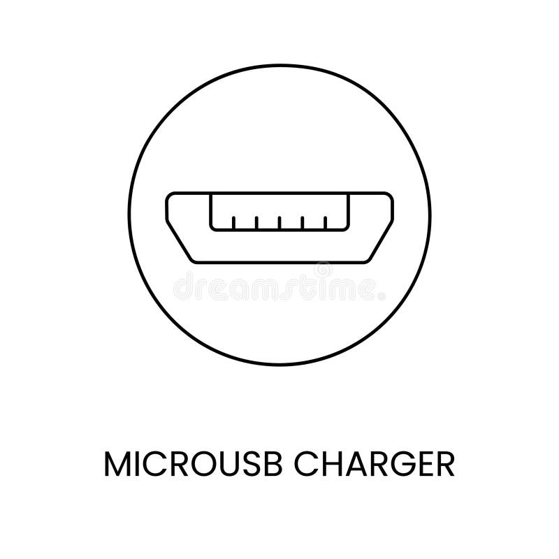 Vector Line Icon Representing a Micro USB Charger. Stock Vector ...