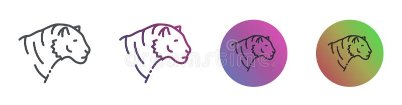 Vector Line Icon of a Tiger Head Side View Isolated Stock Vector ...