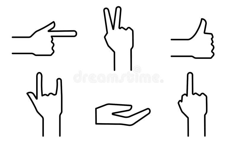 Vector Line Icons Gesture with Hands, Symbols for Your Design Stock ...