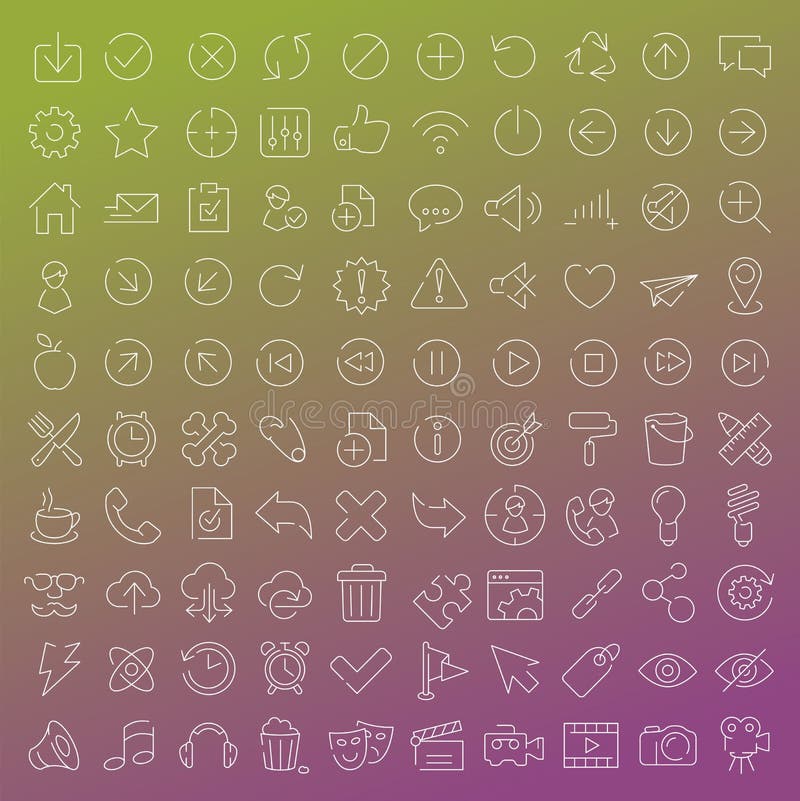 100 vector line icons set stock vector. Illustration of line - 45557967