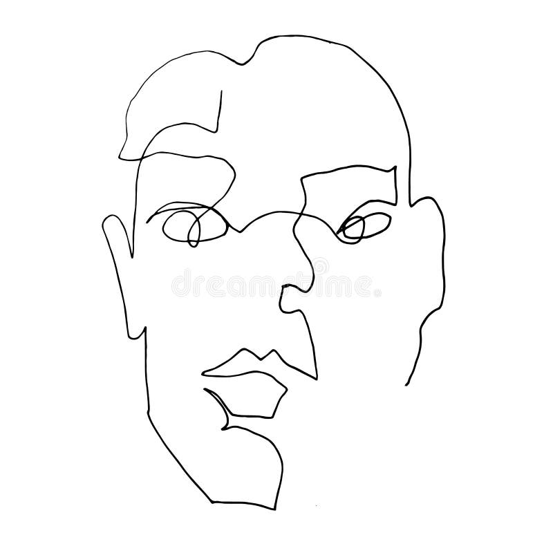 Vector Line Illustration Face. Contour Symbol. Isolated Outline Drawing ...