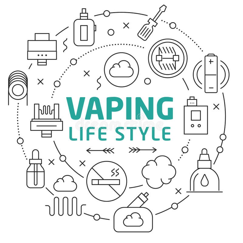 Vector Line Illustration Vaping Image Trend Stock Vector - Illustration ...