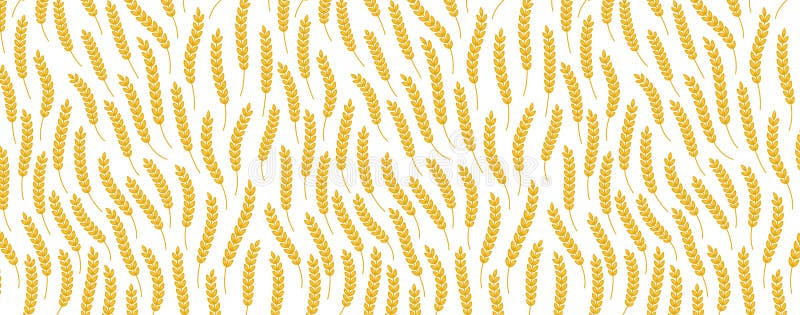 Cereal Pattern. Agriculture Wrapper. Leaves and Ears. Vector Line ...