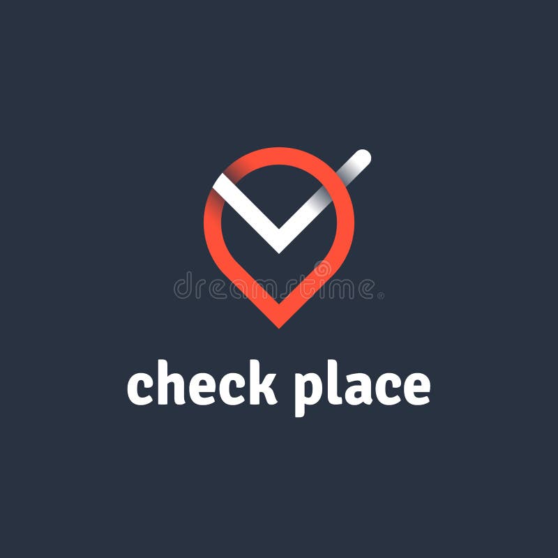 Vector Line Logo of Navigation Pin with Check Symbol. Check Place ...