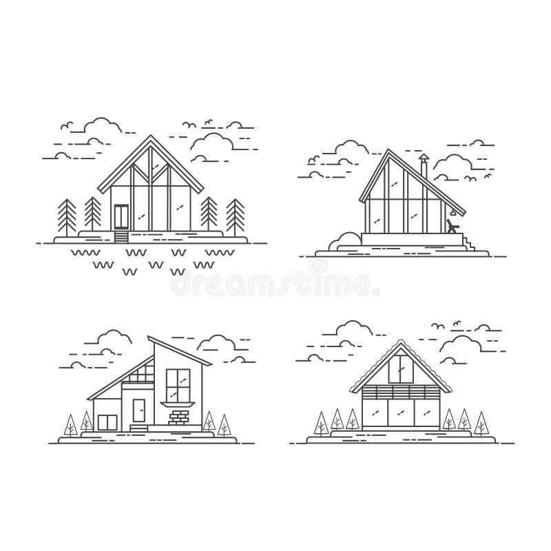 Modern House Line and Glyph Icon. Real Estate Vector Illustration ...