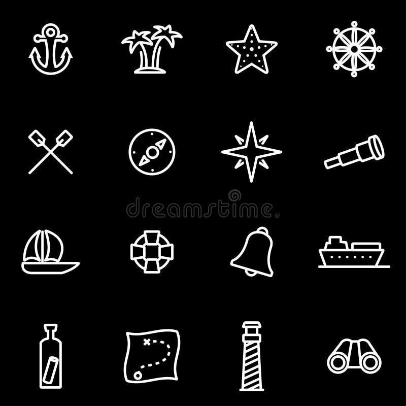 Vector Nautical, Marine and Sea Thin Line Icons Stock Illustration ...