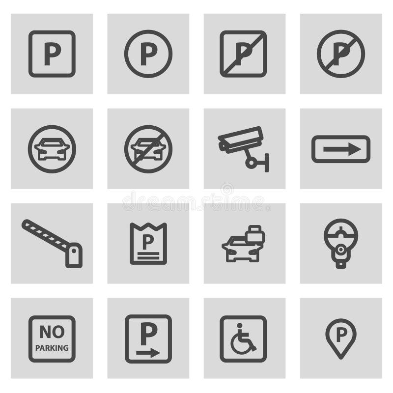 Parking Icons Set stock vector. Illustration of equipment - 68747006