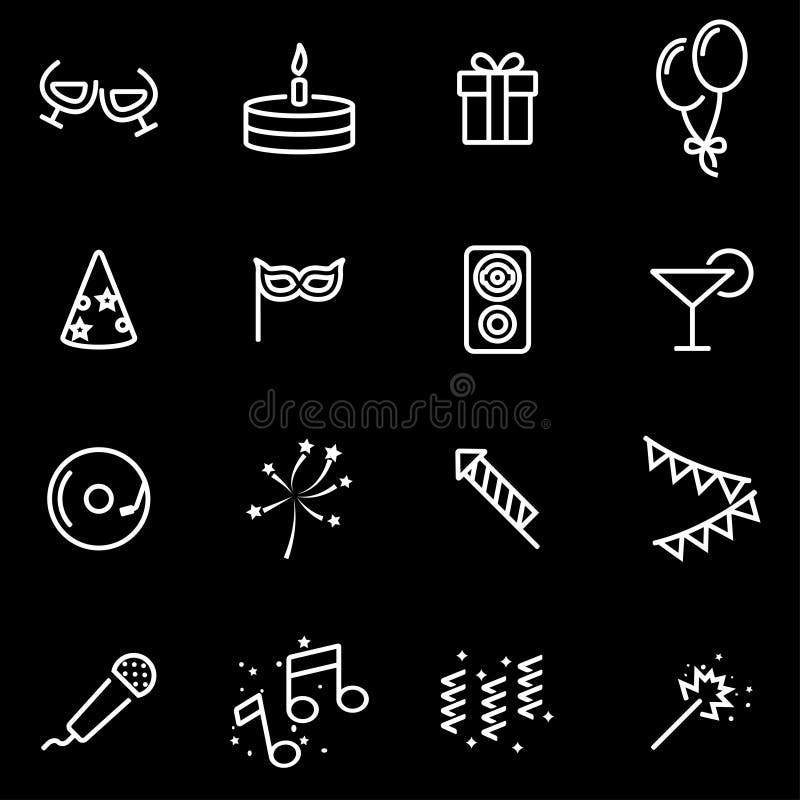 Line Party Balloons Decoration with Carnival Hat Stock Vector ...