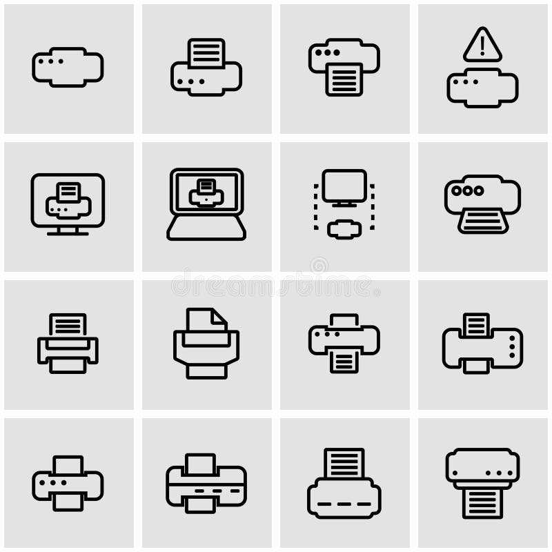 Line Printer Icon Isolated on Grey Background. Colorful Outline Concept ...