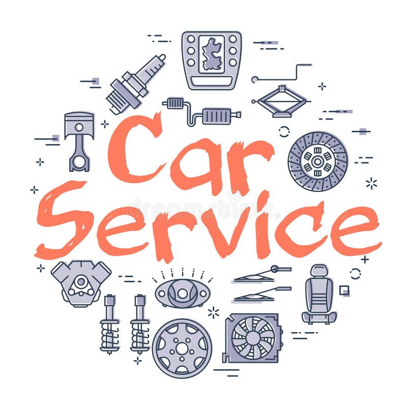Vector Line Round Banner with Text Car Service Stock Vector ...
