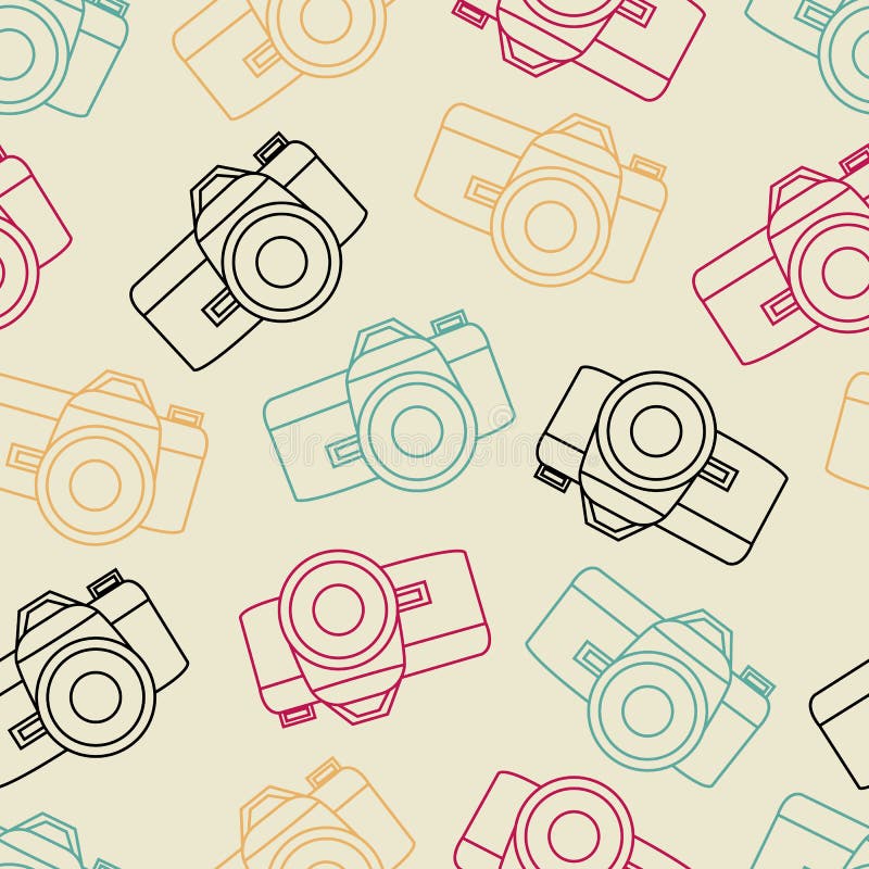 Seamless Photo Cameras Pattern Stock Vector - Illustration of ...