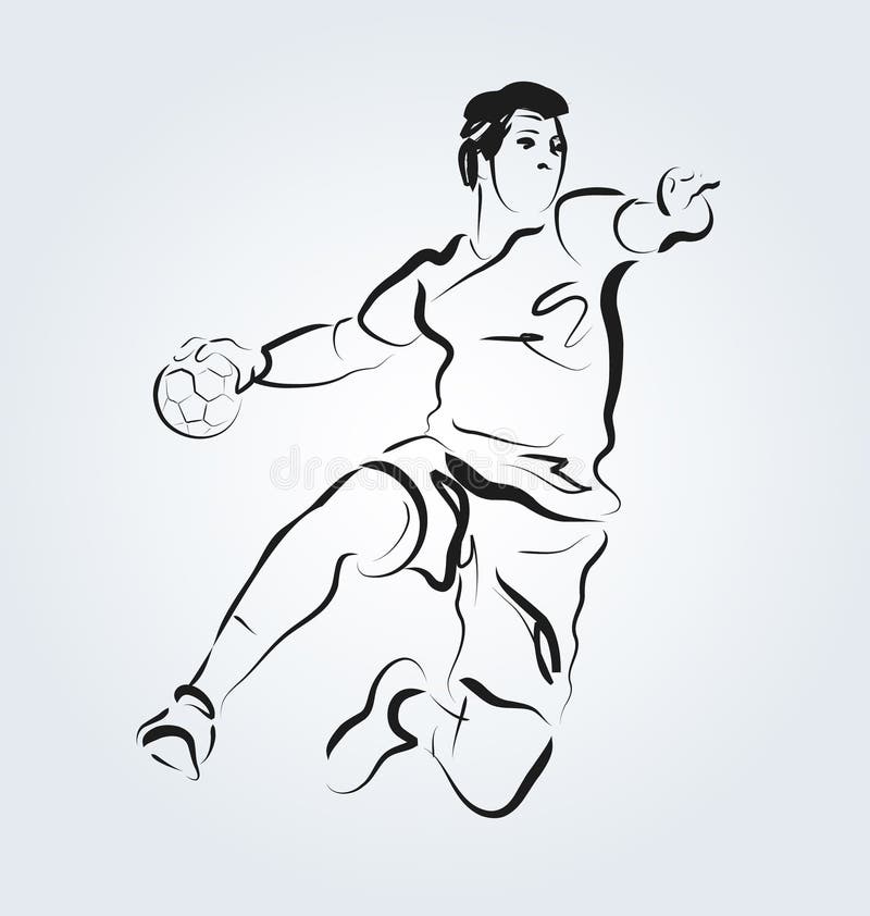 Vector Line Sketch Handball Player Stock Vector - Illustration of ...