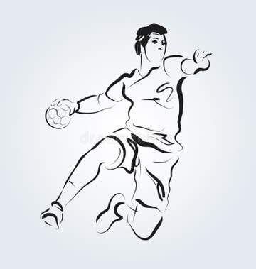 Vector Line Sketch Handball Player Stock Vector - Illustration of ...