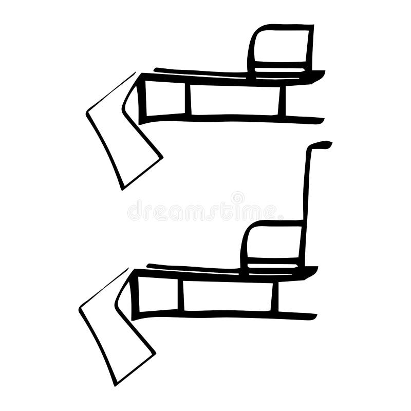 Vector Line Sketch of Sledge. Black on White Stock Illustration ...