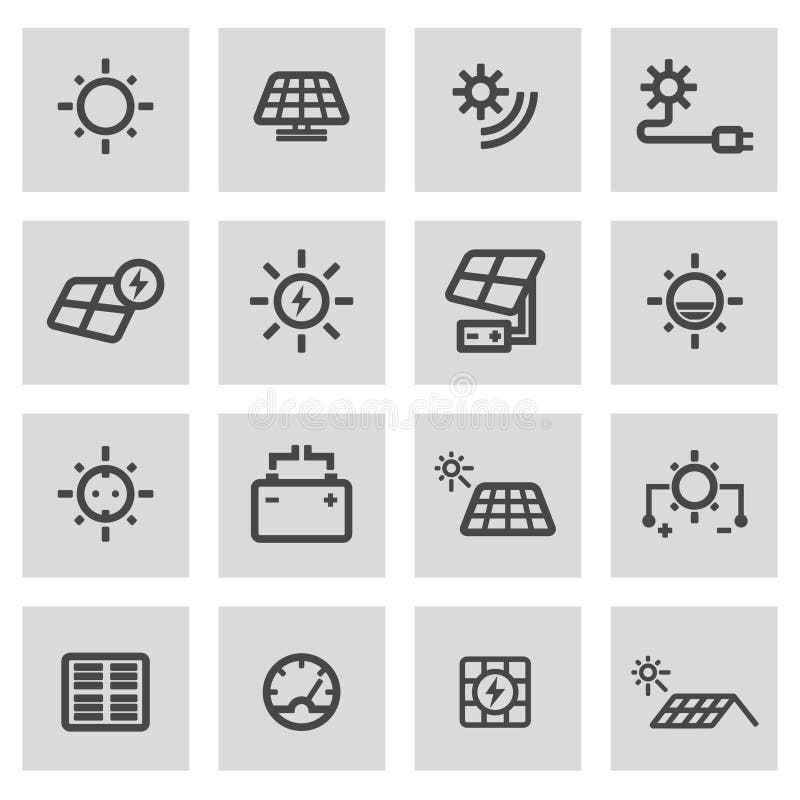 Vector Line Solar Energy Icons Set Stock Vector - Illustration of ...