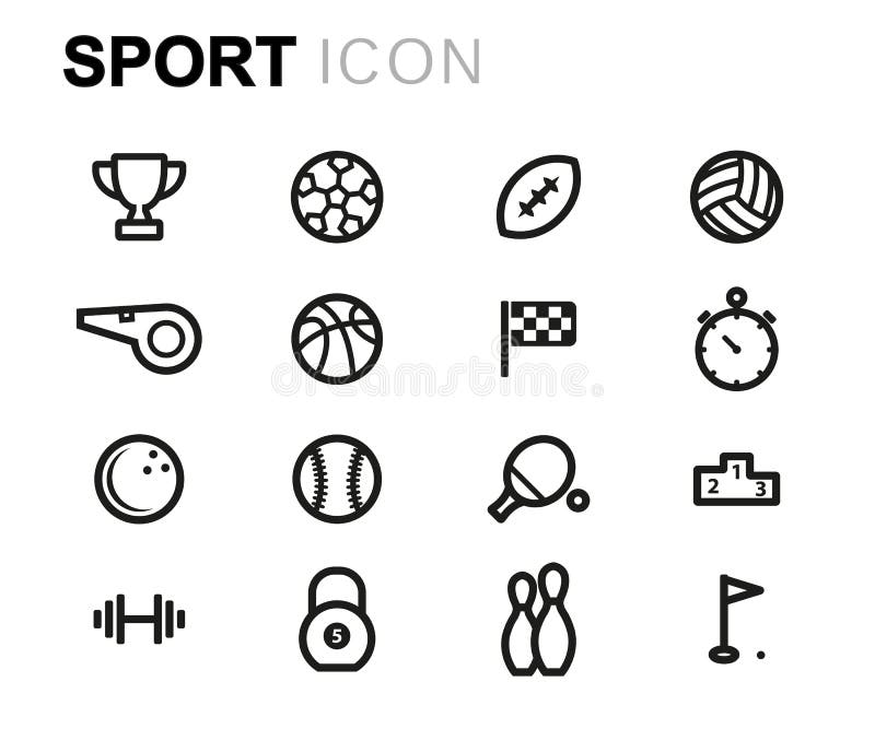 Vector Line Sport Icons Set Stock Vector - Illustration of volleyball ...