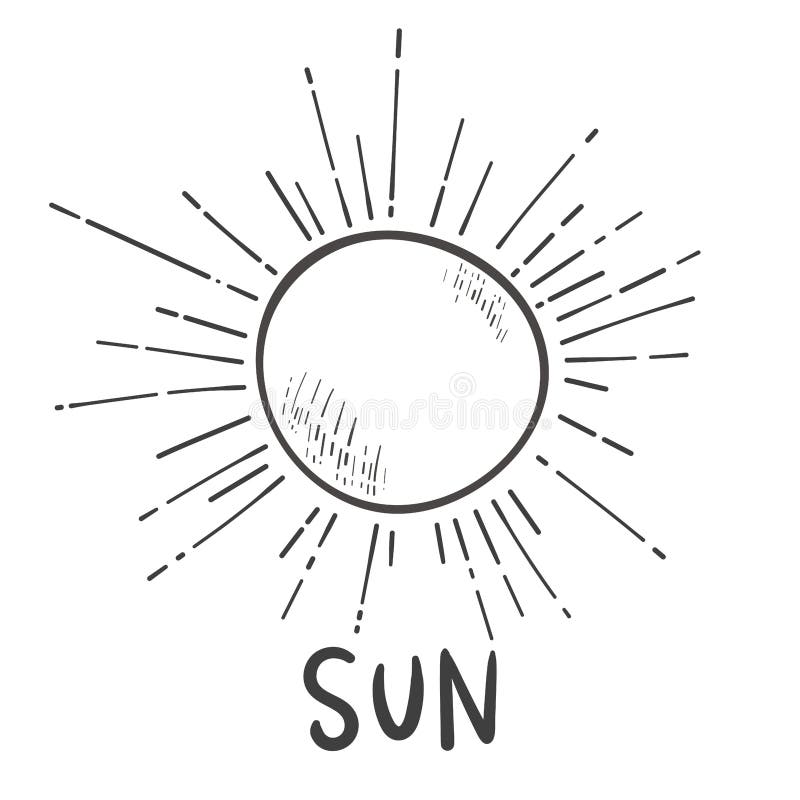 Vector Line Sun Icon Brightness, Intensity Setting. Hand Drawing Stock ...