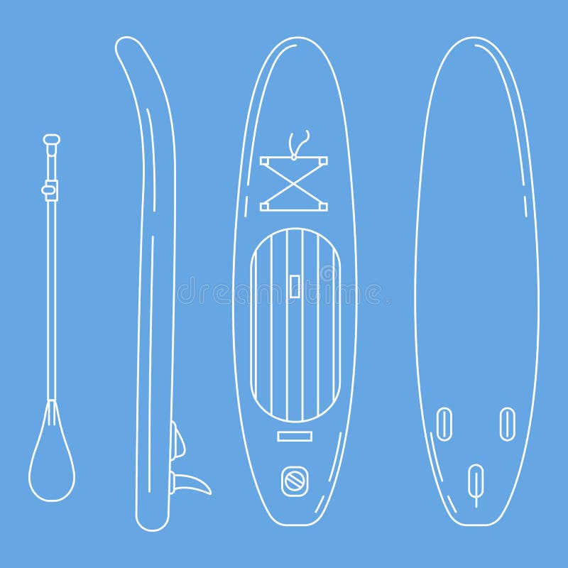 Vector Line SUP Board Illustrations Set Stock Vector - Illustration of ...