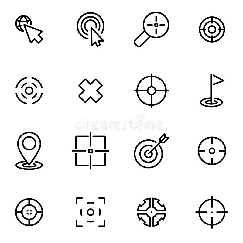 Vector Line Target Icon Set Stock Illustration - Illustration of white ... Vector Line Target Icon Set Stock Illustration - Illustration of white ...