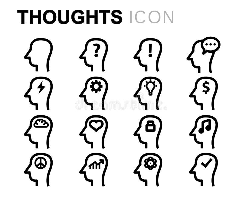 Vector Line Thoughts Icons Set Stock Vector - Illustration of idea ...