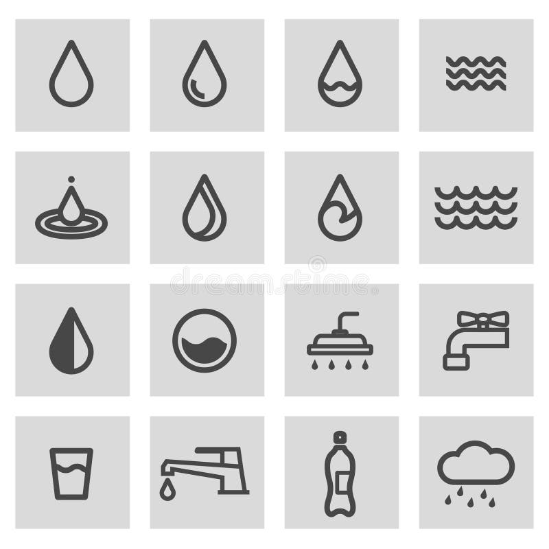 Vector Line Water Icons Set Stock Illustration - Illustration of water ...