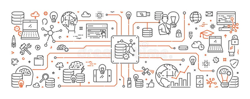 Vector Line Web Banner for Big Data Stock Illustration - Illustration ... Vector Line Web Banner for Big Data Stock Illustration - Illustration ...