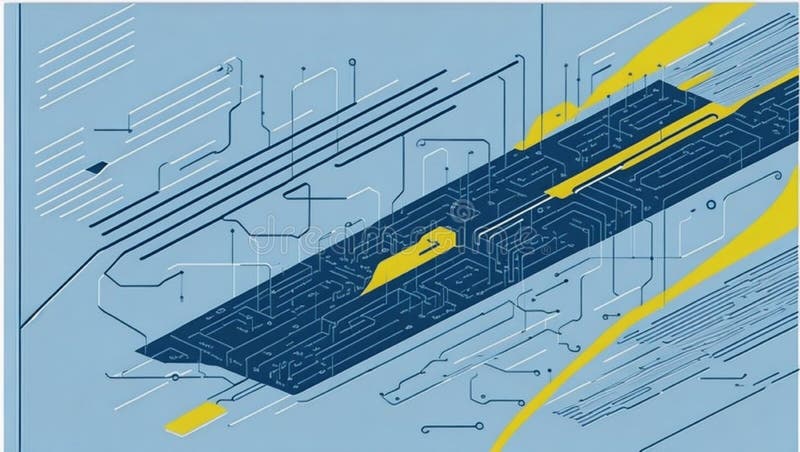 Vector Line Web Banner for Computer Science. Linear Modern Concept ...