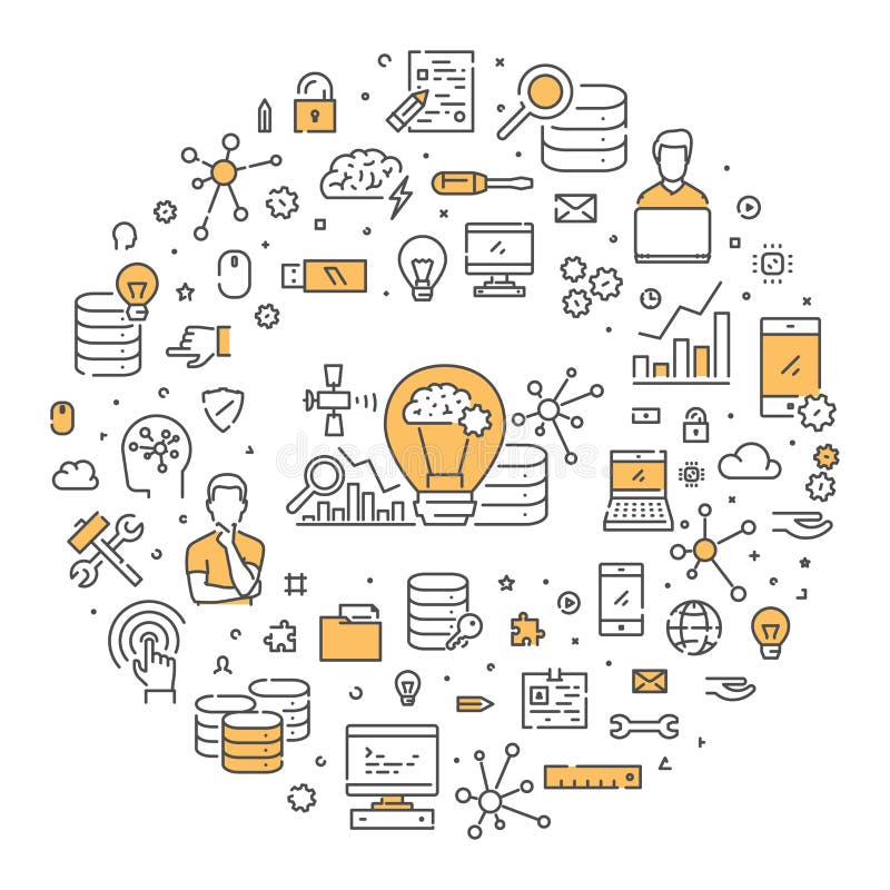 Vector Line Web Banner for Data Science Stock Illustration ...