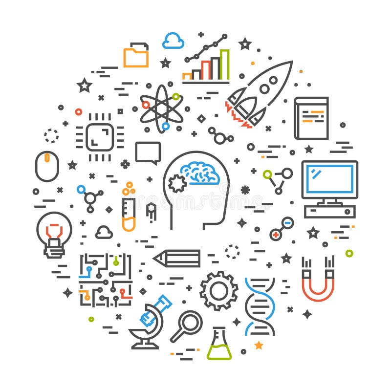 Vector Line Web Concept for Science Stock Illustration - Illustration ...