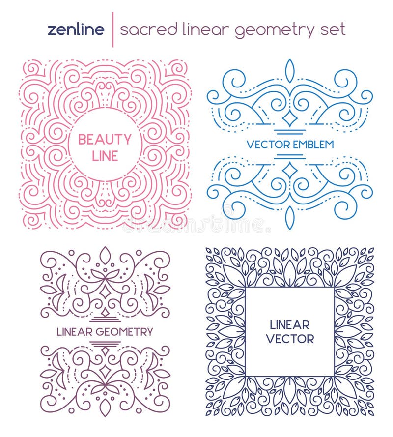 Vector Linear Abstract Emblems Stock Vector - Illustration of outline ...