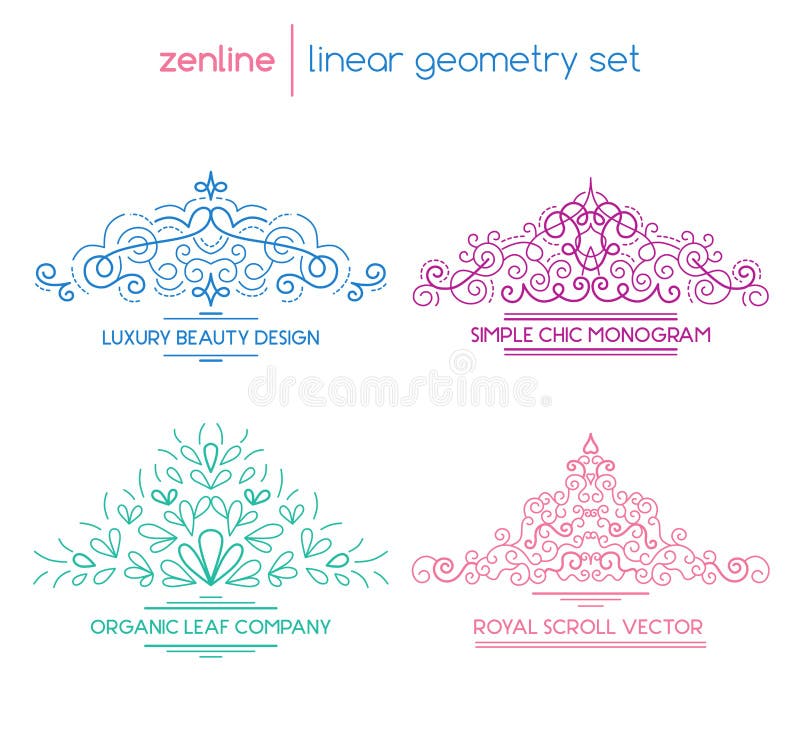 Vector Linear Abstract Emblems Stock Vector - Illustration of frame ...