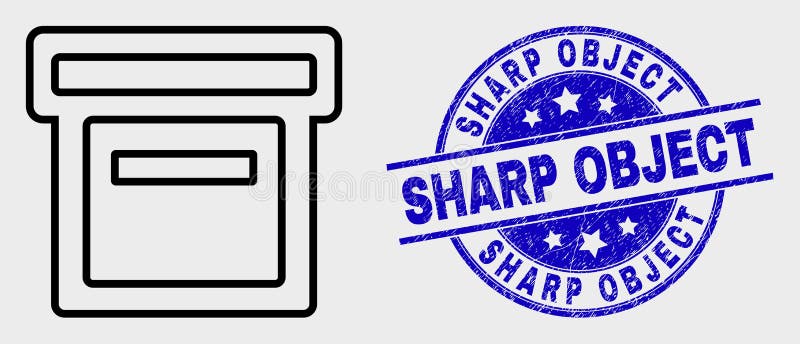 Vector Linear Box Icon and Grunge Sharp Object Stamp Seal Stock Vector ...