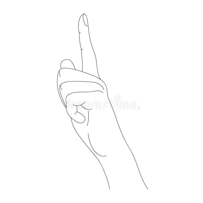 Vector Linear Drawing Gesture of a Female Hand Raised Finger Up. Stock ...