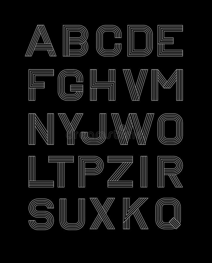 Vector Linear Font. Alphabet Multicolored Lines. Simple and Minimalist ...