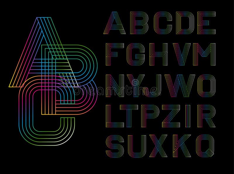 Vector Linear Font. Alphabet Black and White Lines. Simple and ...