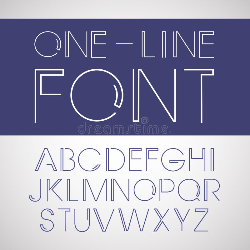 Vector Linear Font. One Line Style Font Stock Vector - Illustration of ...