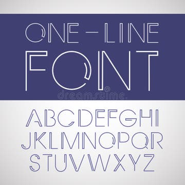 Vector Linear Font. One Line Style Font Stock Vector - Illustration of ...