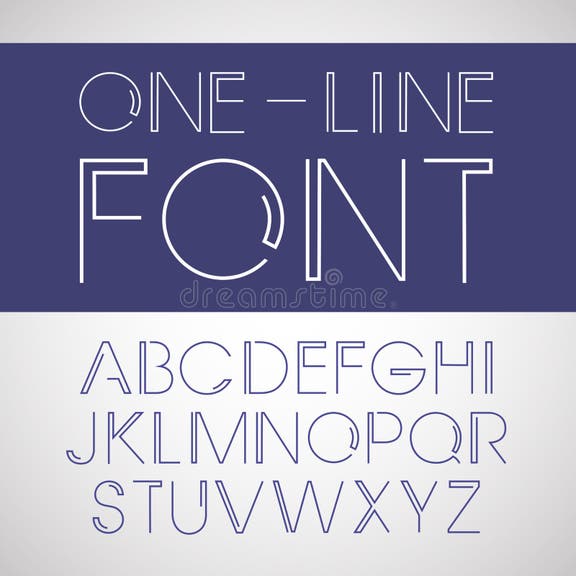 Vector Linear Font. One Line Style Font Stock Vector - Illustration of ...