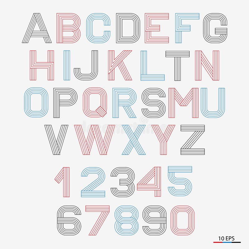 Vector Linear Font. Alphabet Black and White Lines. Simple and ...